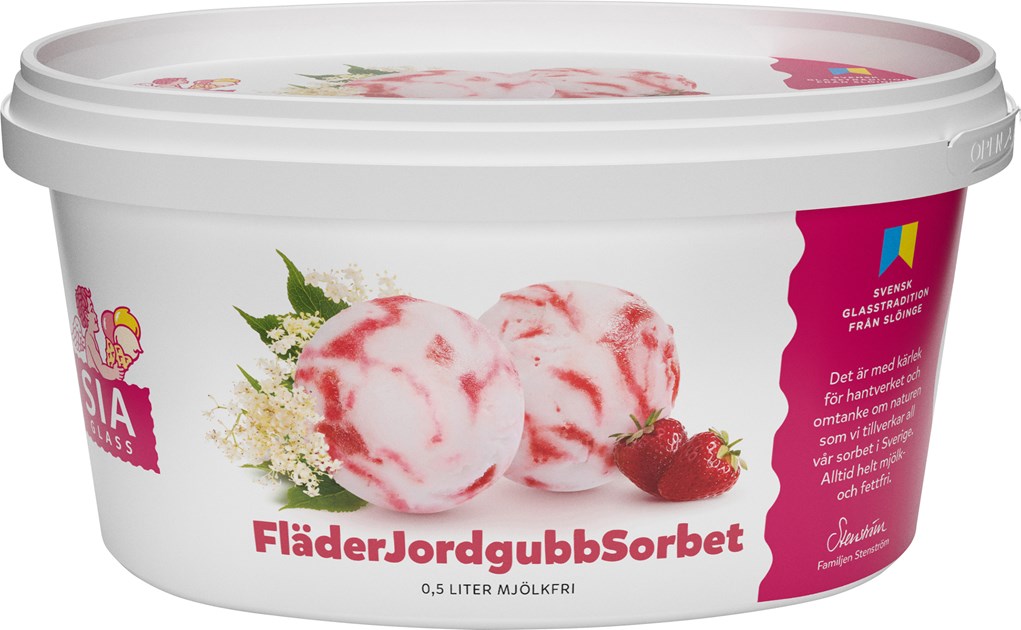 Fläderjordgubb Sorbet Sia Glass